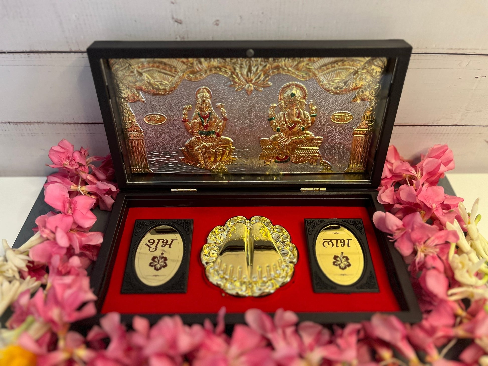 Shree Ganesha & Goddess Lakshmi - Charan Paduka (Large)