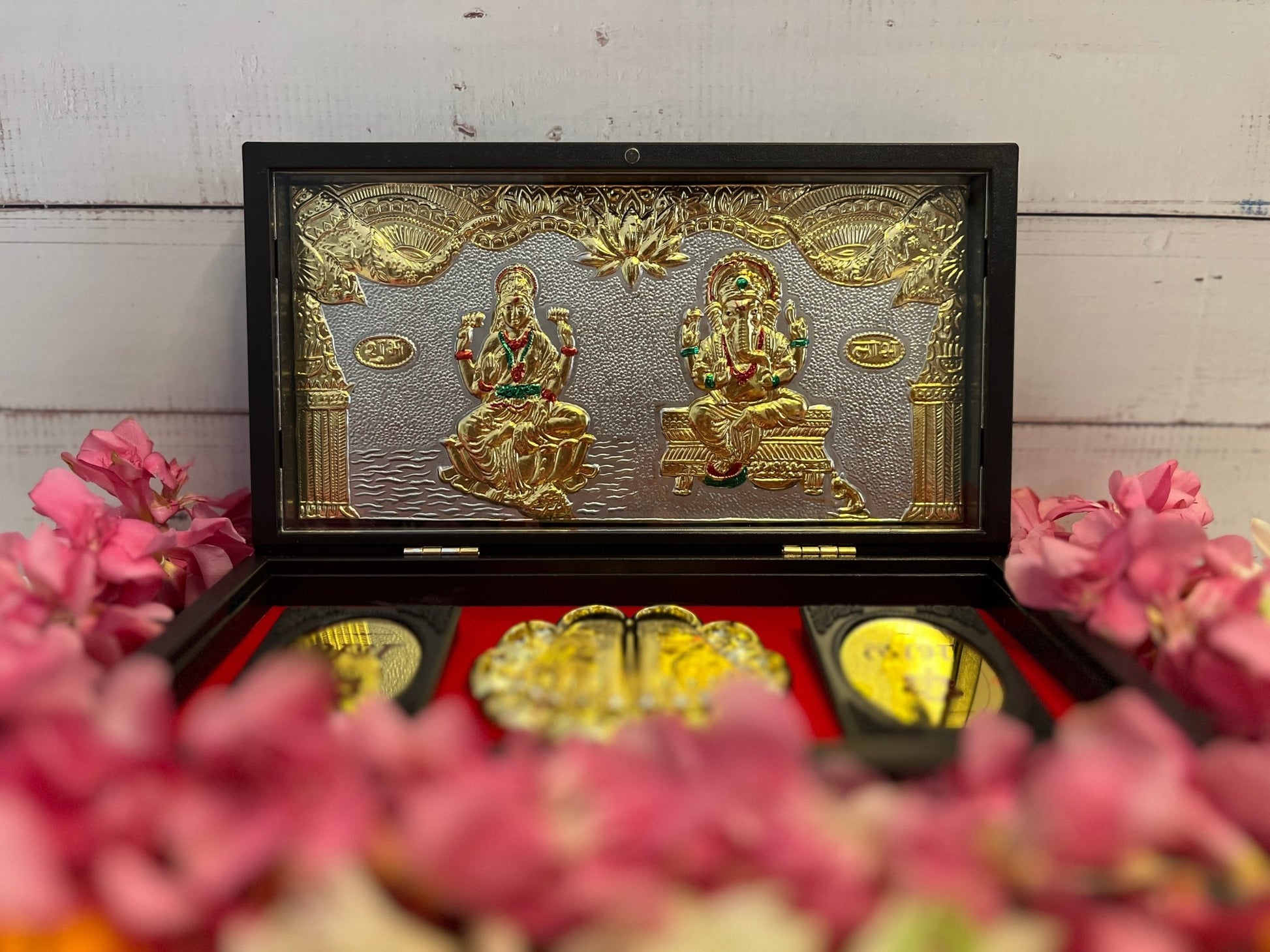 Shree Ganesha & Goddess Lakshmi - Charan Paduka (Large)